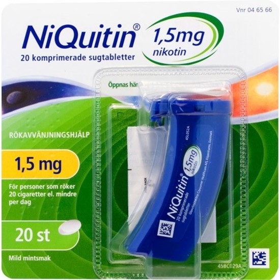 Köp NiQuitin, komprimerad sugtablett 1,5 mg 20 st - på MEDS.se