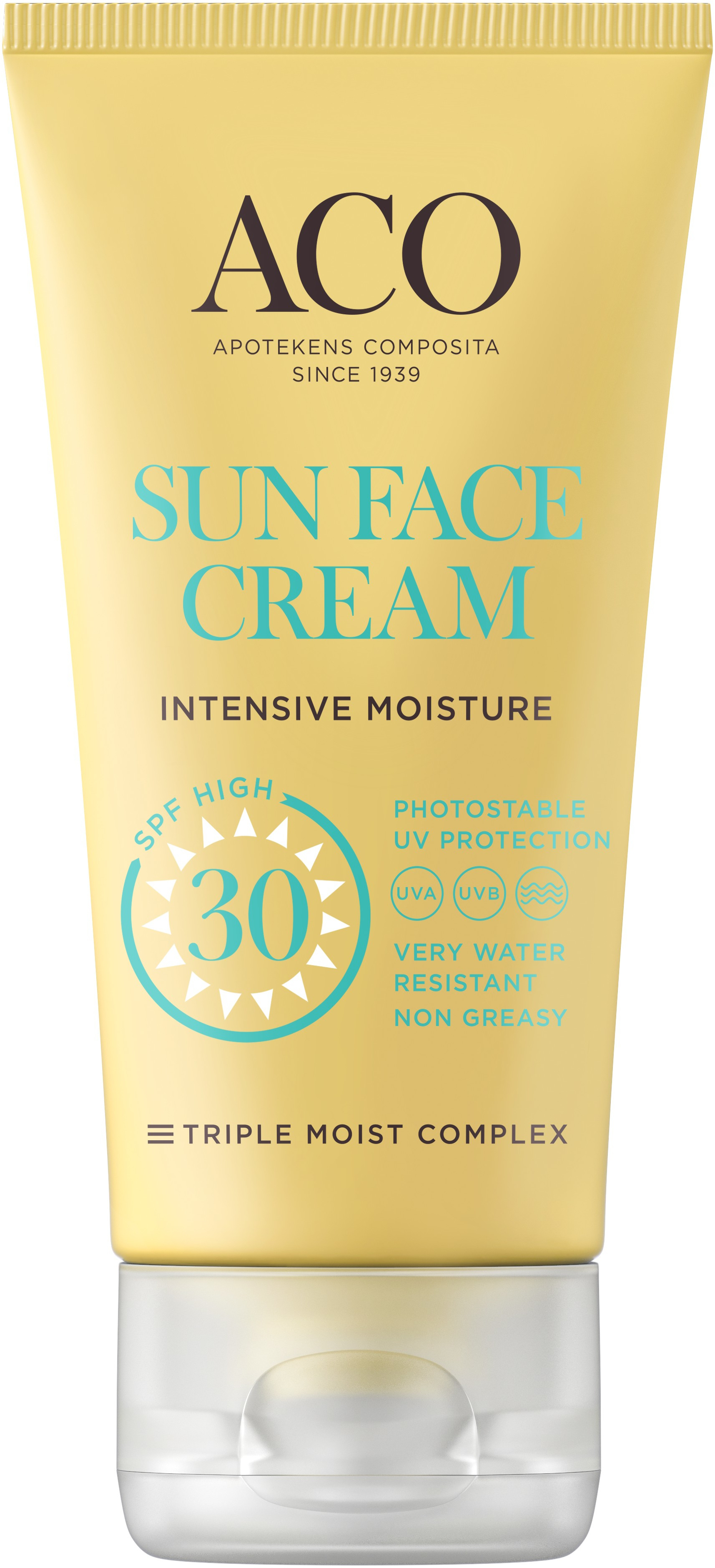 Köp ACO Sun Face Cream SPF30 Parfymfri Solskydd Ansikte 50 ml - på MEDS.se