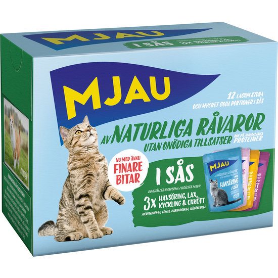 Köp Mjau Pouch Multipack Kött- & Fisksmaker i Sås 12x85 g - på MEDS.se