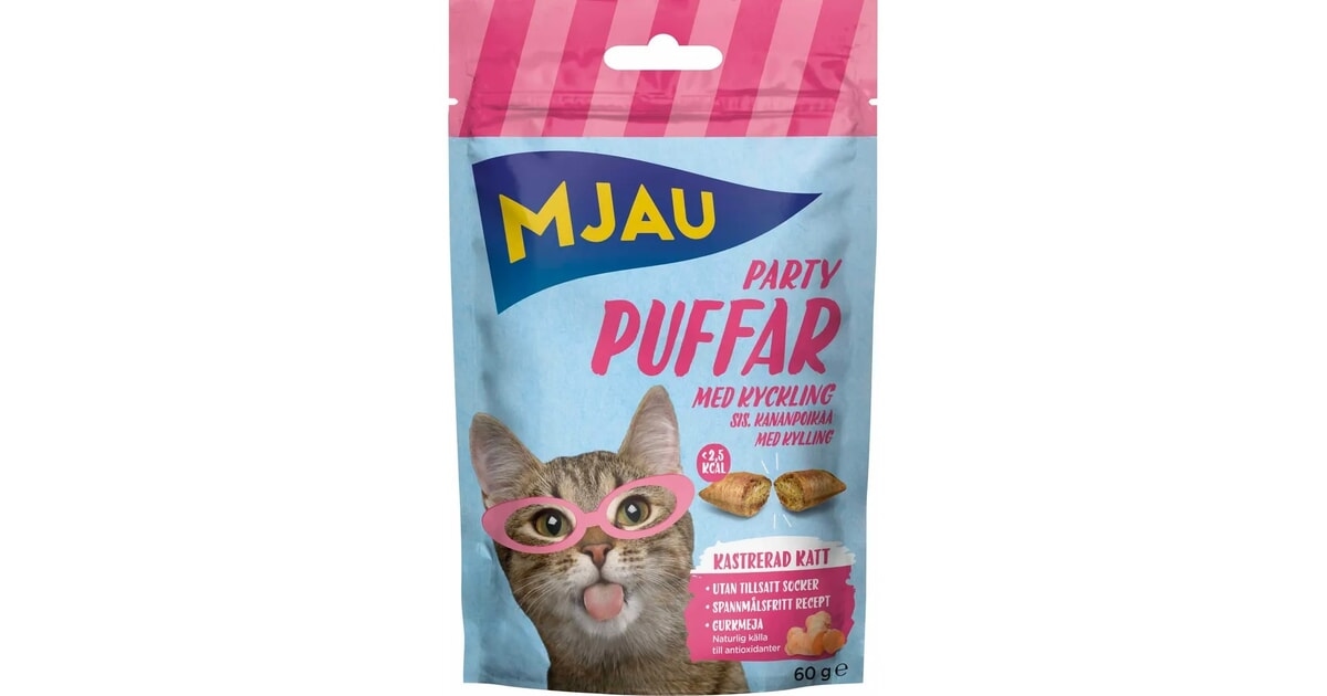Köp Mjau Partypuffar Kyckling 60 g - på MEDS.se