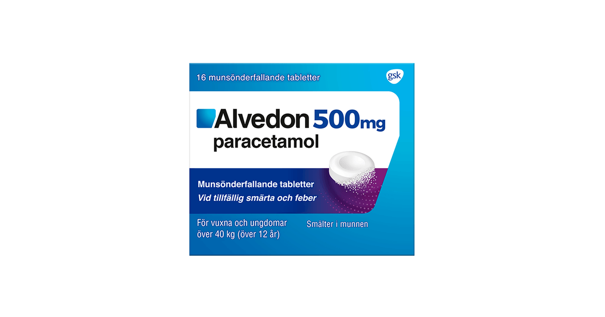 Köp Alvedon Munsönderfallande tablett 500 mg 16 st - på MEDS.se