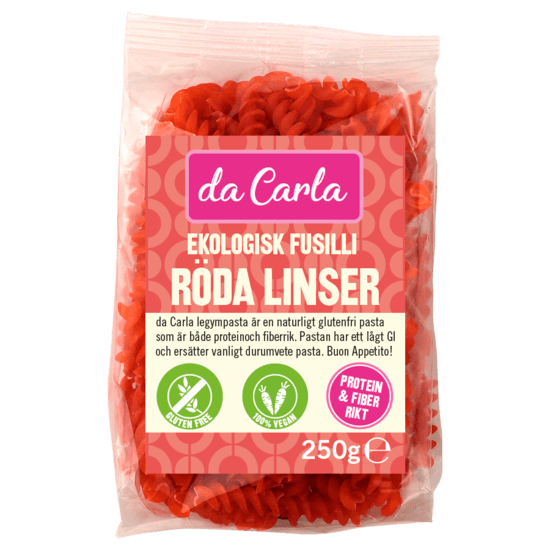 Köp Da Carla Pasta Röda Linser EKO 205 g - på MEDS.se
