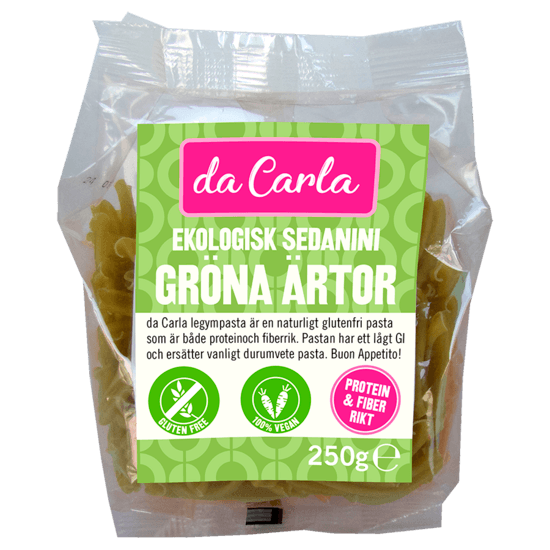 Köp Da Carla Pasta Gröna Ärtor EKO 250 g - på MEDS.se