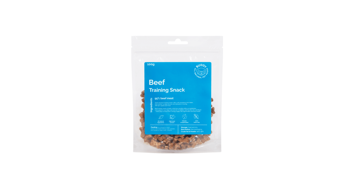 Köp Buddy Training Snacks Beef 100 g - på MEDS.se