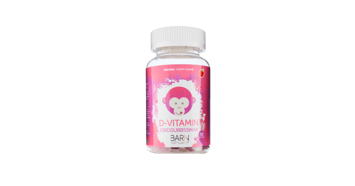 Köp Monkids D-Vitamin Barn Jordgubb 60 tuggtabletter - på MEDS.se