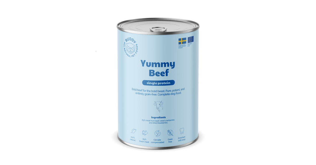 Köp Buddy Yummy Beef Våtfoder 400 g - på MEDS.se