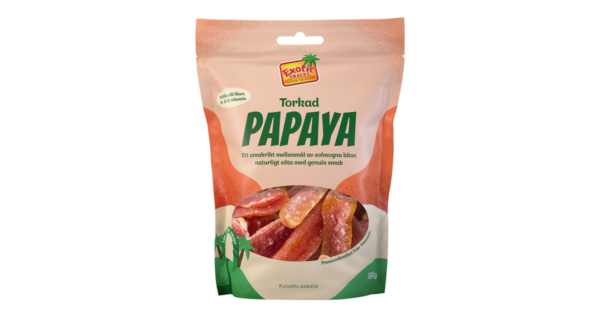 Köp Exotic Snacks Torkad Papaya 180 g - på MEDS.se