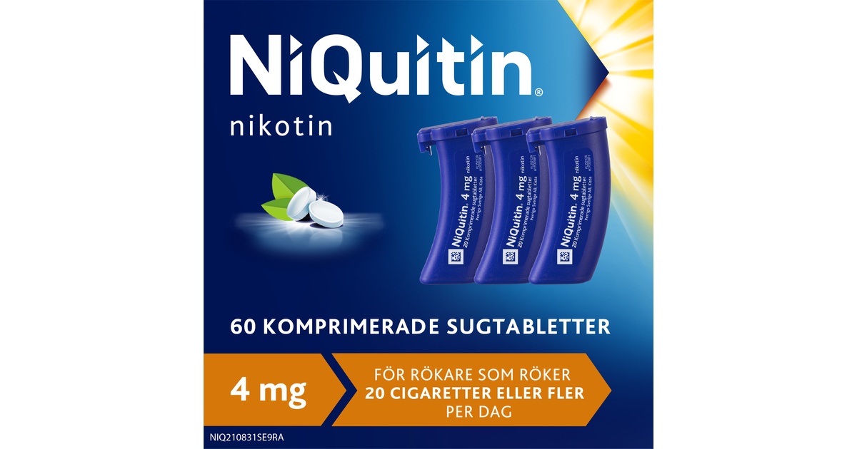 Köp NiQuitin Komprimerad Sugtablett 4 mg 60 st - på MEDS.se