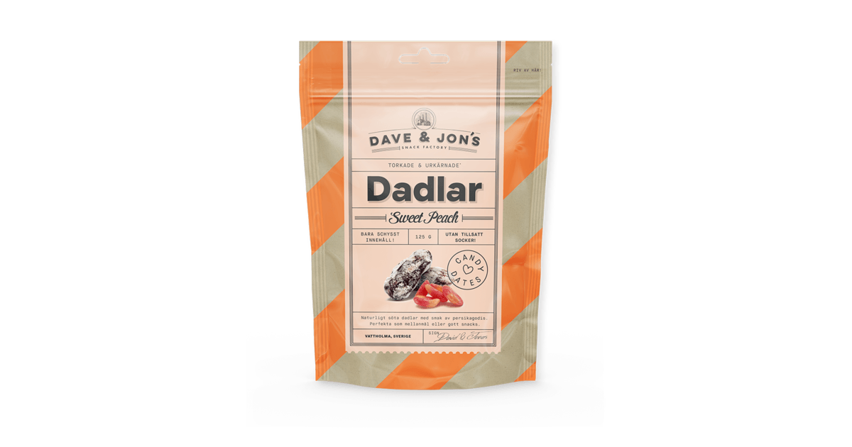 Köp Dave & Jon´s Dadlar Sweet Peach 125 g - på MEDS.se
